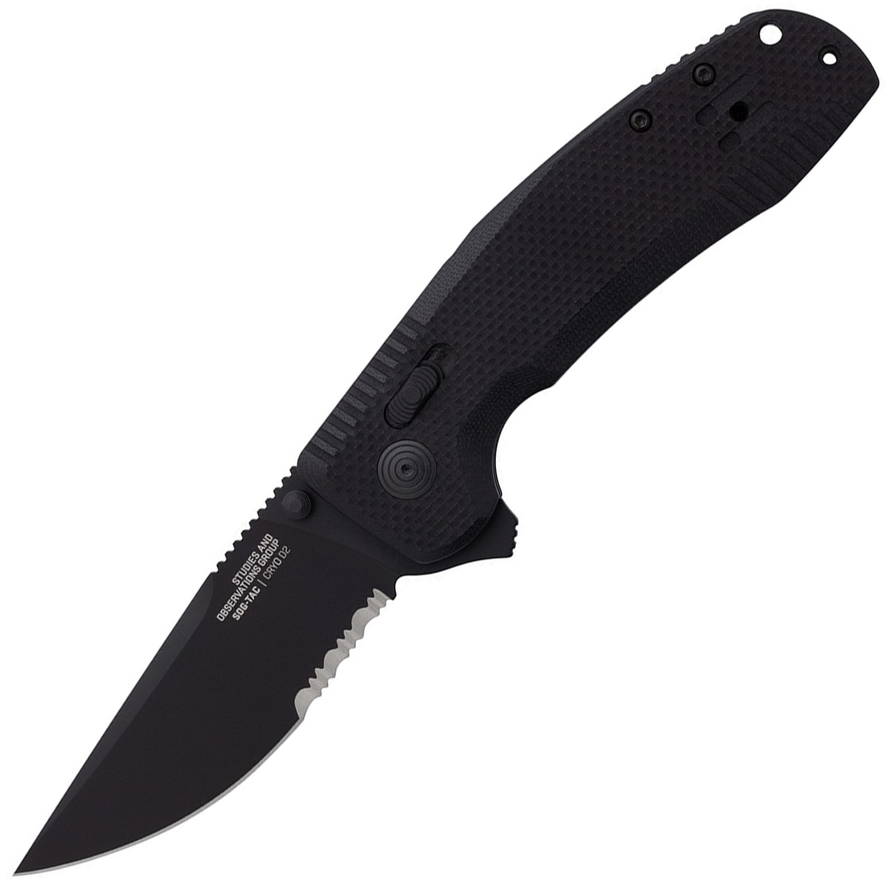 Nóż składany SOG-TAC XR Serrated - Blackout - sklep Militaria.pl